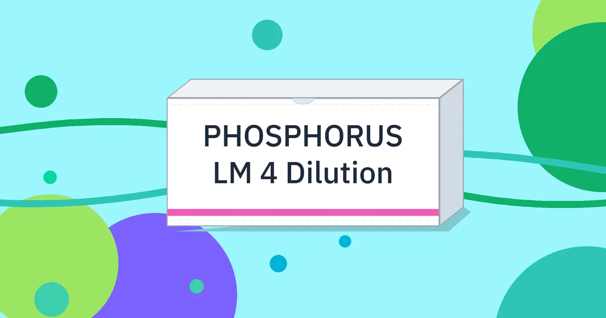 Symbolbild: Packung mit der Aufschrift PHOSPHORUS LM 4 Dilution (PZN 13033975) – Verfügbarkeit und Bezug in Apotheken in Frankfurt am Main
