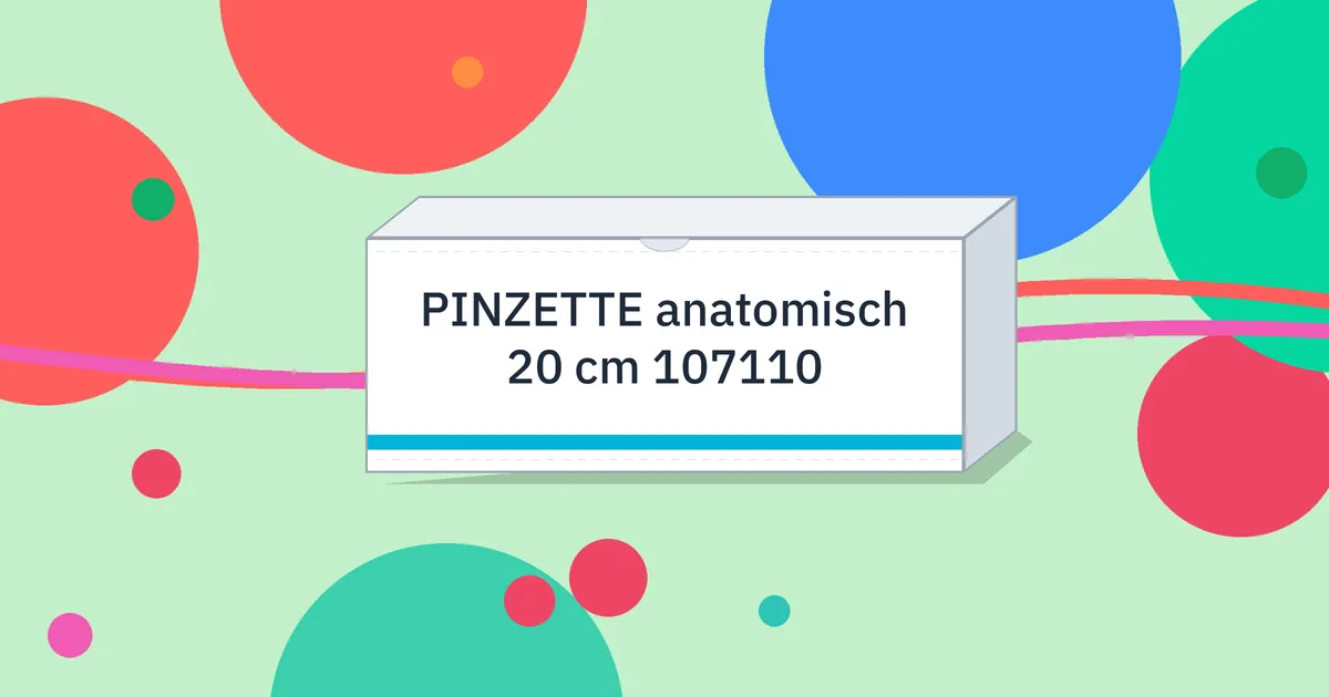 Symbolbild: Packung mit der Aufschrift PINZETTE anatomisch 20 cm 107110 (PZN 04756077) – Verfügbarkeit und Bezug in Apotheken in Frankfurt am Main