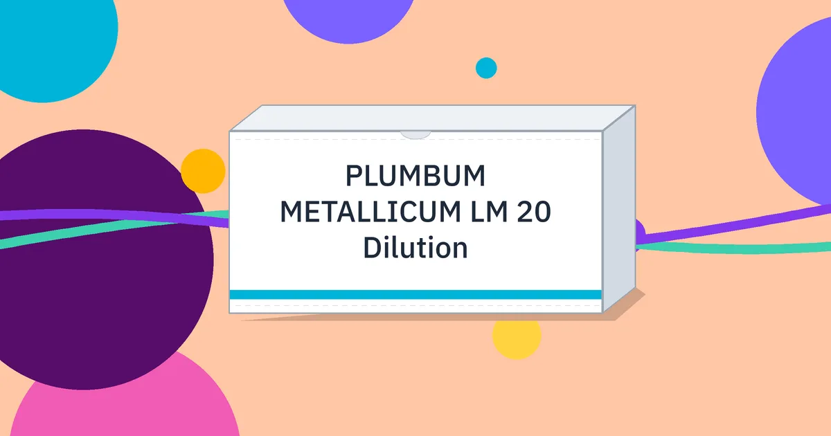 Symbolbild: Packung mit der Aufschrift PLUMBUM METALLICUM LM 20 Dilution (PZN 13041207) – Verfügbarkeit und Bezug in Apotheken in Frankfurt am Main