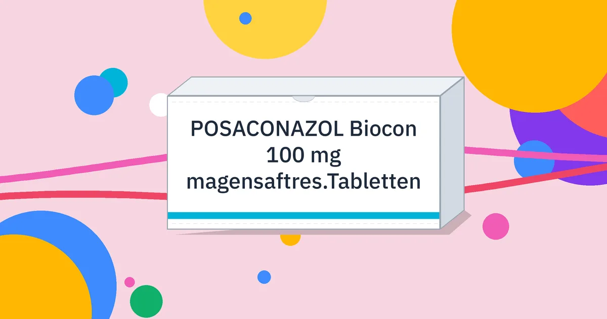 Symbolbild: Packung mit der Aufschrift POSACONAZOL Biocon 100 mg magensaftres.Tabletten (PZN 18303333) – Verfügbarkeit und Bezug in Apotheken in Frankfurt am Main