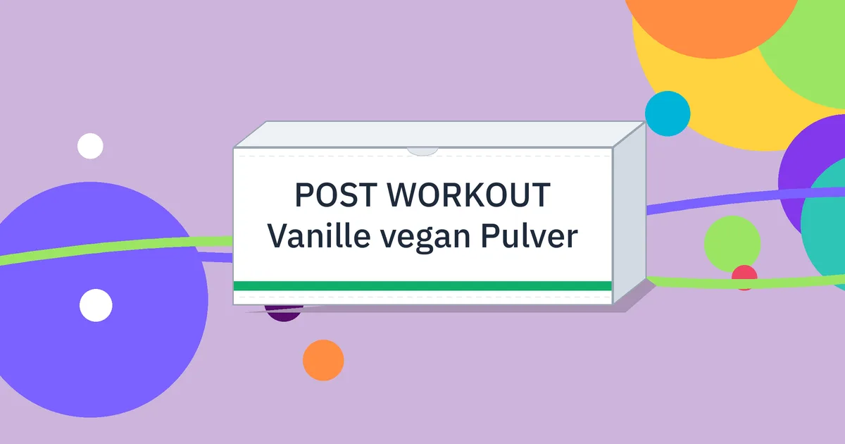 Symbolbild: Packung mit der Aufschrift POST WORKOUT Vanille vegan Pulver (PZN 18823541) – Verfügbarkeit und Bezug in Apotheken in Frankfurt am Main