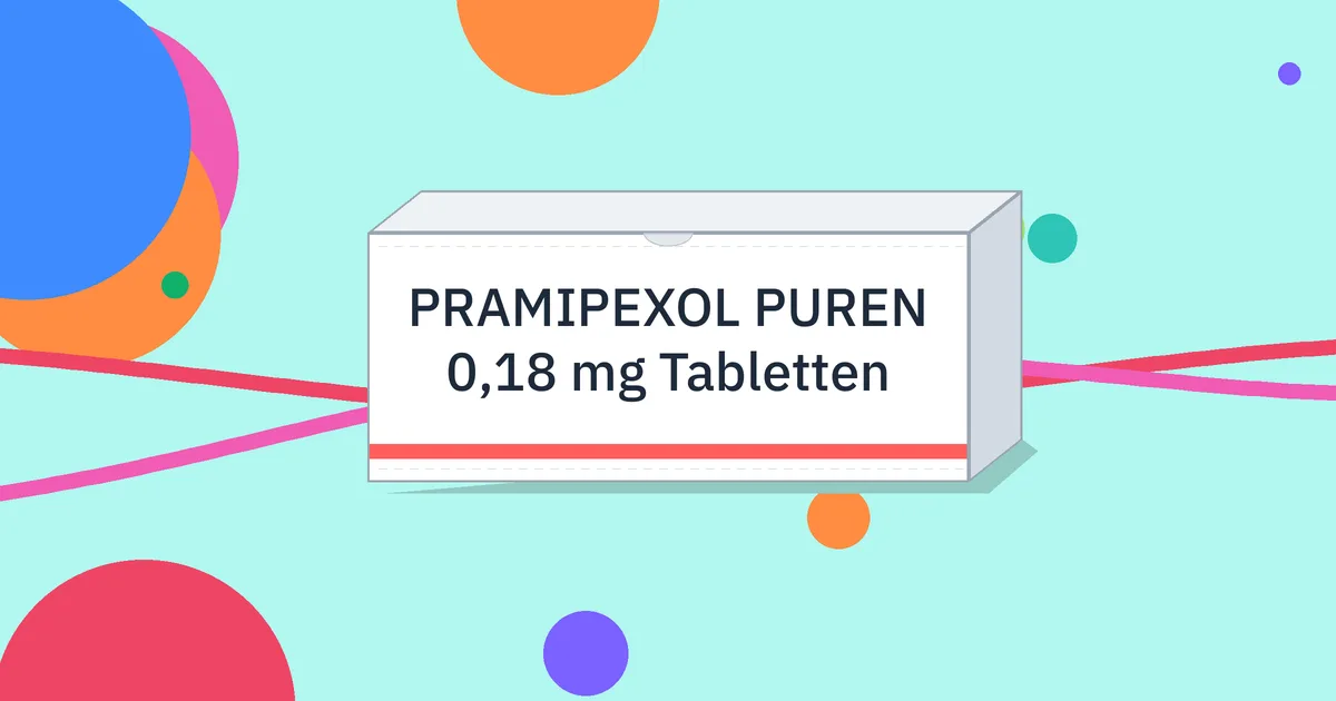 Symbolbild: Packung mit der Aufschrift PRAMIPEXOL PUREN 0,18 mg Tabletten (PZN 10945227) – Verfügbarkeit und Bezug in Apotheken in Frankfurt am Main