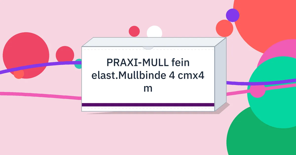 Symbolbild: Packung mit der Aufschrift PRAXI-MULL fein elast.Mullbinde 4 cmx4 m (PZN 12827153) – Verfügbarkeit und Bezug in Apotheken in Frankfurt am Main