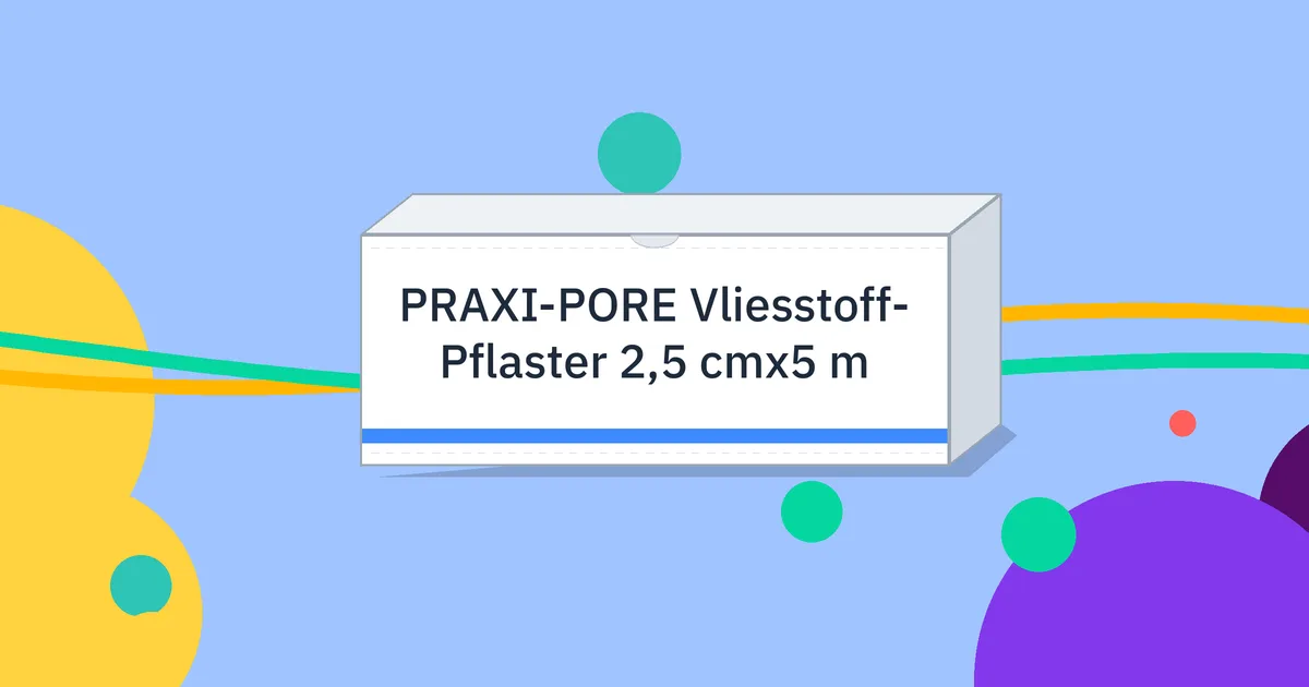 Symbolbild: Packung mit der Aufschrift PRAXI-PORE Vliesstoff-Pflaster 2,5 cmx5 m (PZN 12827590) – Verfügbarkeit und Bezug in Apotheken in Frankfurt am Main