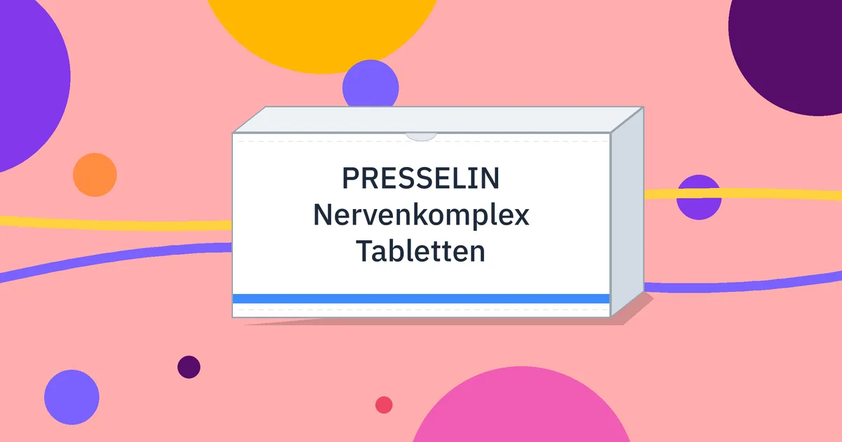 Symbolbild: Packung mit der Aufschrift PRESSELIN Nervenkomplex Tabletten (PZN 06679659) – Verfügbarkeit und Bezug in Apotheken in Frankfurt am Main