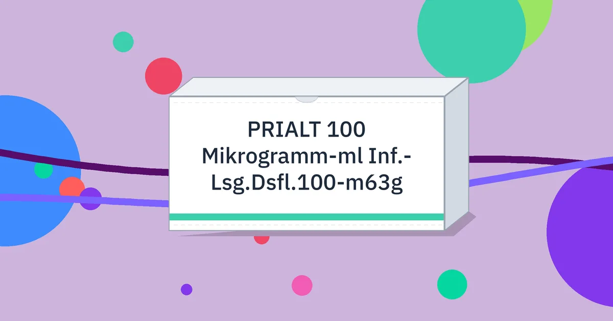Symbolbild: Packung mit der Aufschrift PRIALT 100 Mikrogramm-ml Inf.-Lsg.Dsfl.100-m63g (PZN 20701354) – Verfügbarkeit und Bezug in Apotheken in Frankfurt am Main
