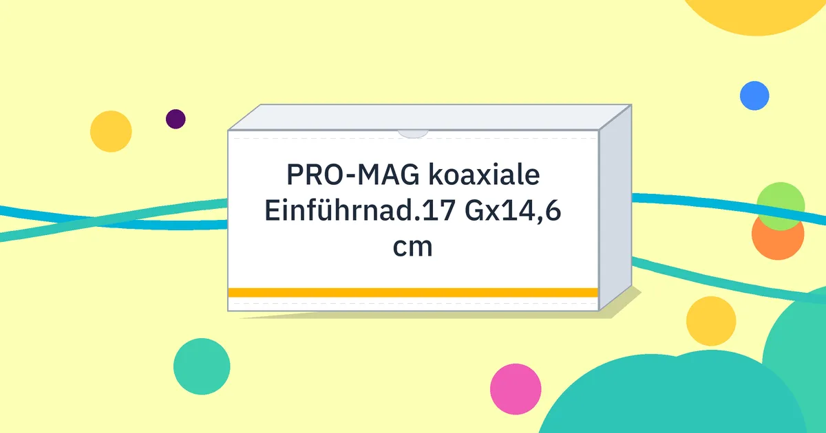 Symbolbild: Packung mit der Aufschrift PRO-MAG koaxiale Einführnad.17 Gx14,6 cm (PZN 06769090) – Verfügbarkeit und Bezug in Apotheken in Frankfurt am Main