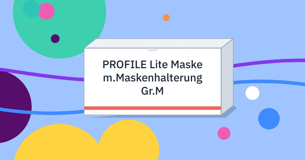 Symbolbild: Packung mit der Aufschrift PROFILE Lite Maske m.Maskenhalterung Gr.M (PZN 03035743) – Verfügbarkeit und Bezug in Apotheken in Frankfurt am Main