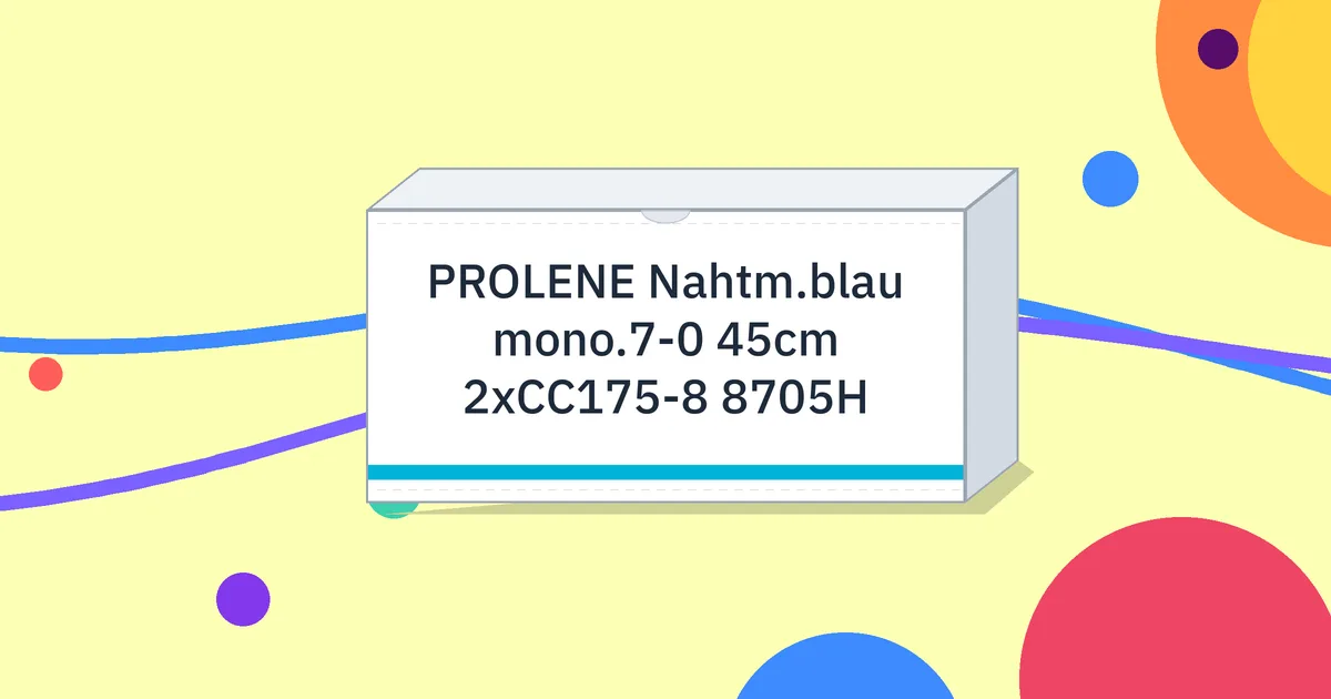Symbolbild: Packung mit der Aufschrift PROLENE Nahtm.blau mono.7-0 45cm 2xCC175-8 8705H (PZN 20896441) – Verfügbarkeit und Bezug in Apotheken in Frankfurt am Main