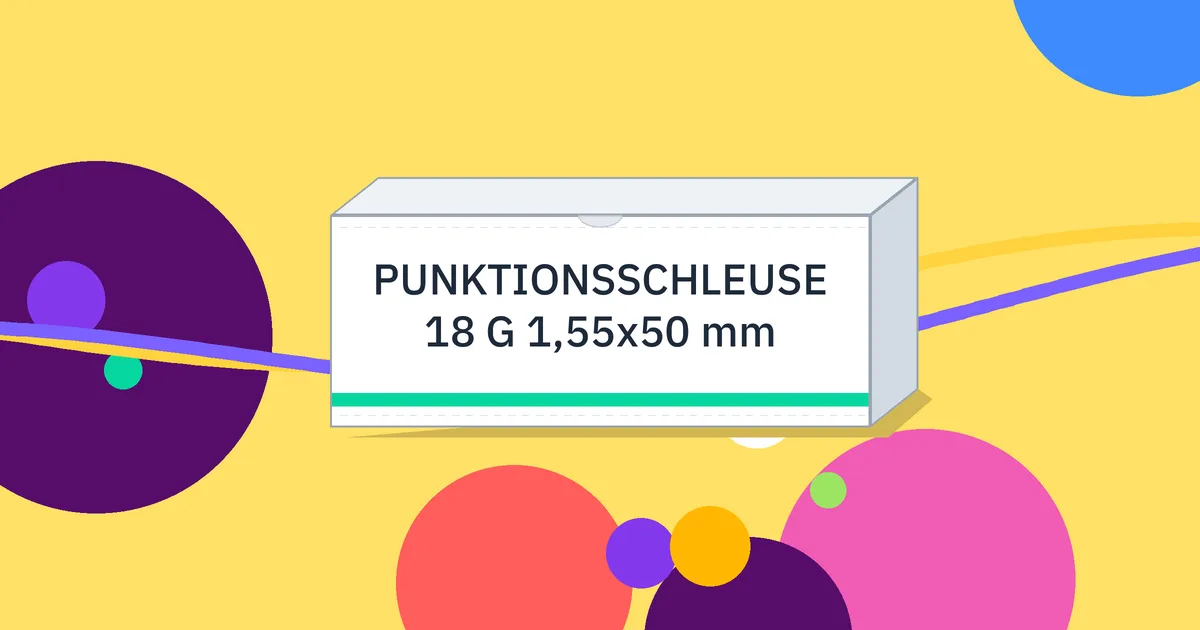 Symbolbild: Packung mit der Aufschrift PUNKTIONSSCHLEUSE 18 G 1,55x50 mm (PZN 20085688) – Verfügbarkeit und Bezug in Apotheken in Frankfurt am Main