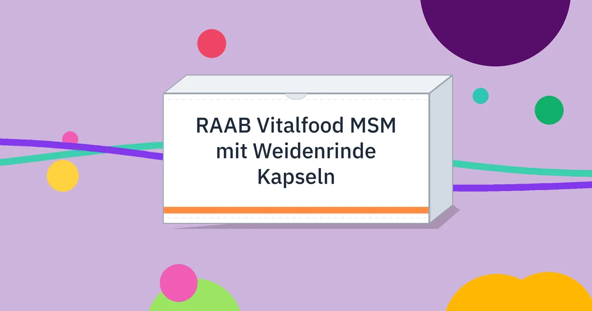 Symbolbild: Packung mit der Aufschrift RAAB Vitalfood MSM mit Weidenrinde Kapseln (PZN 19305475) – Verfügbarkeit und Bezug in Apotheken in Frankfurt am Main