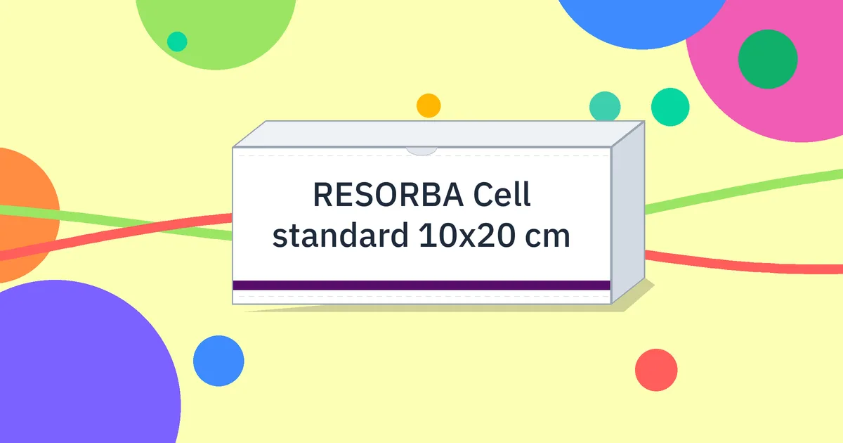 Symbolbild: Packung mit der Aufschrift RESORBA Cell standard 10x20 cm (PZN 04122929) – Verfügbarkeit und Bezug in Apotheken in Frankfurt am Main