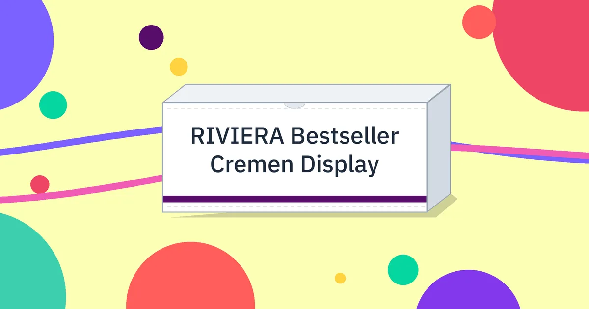 Symbolbild: Packung mit der Aufschrift RIVIERA Bestseller Cremen Display (PZN 20898440) – Verfügbarkeit und Bezug in Apotheken in Frankfurt am Main