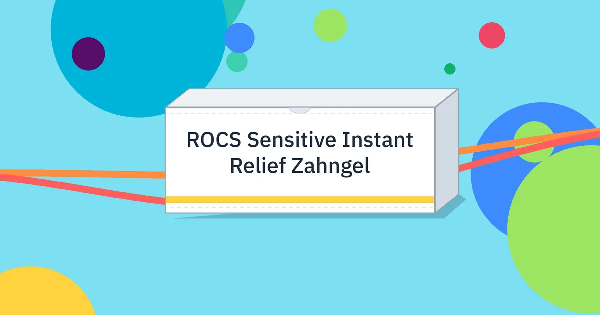 Symbolbild: Packung mit der Aufschrift ROCS Sensitive Instant Relief Zahngel (PZN 13509863) – Verfügbarkeit und Bezug in Apotheken in Frankfurt am Main