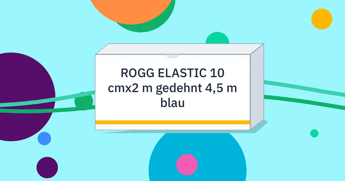Symbolbild: Packung mit der Aufschrift ROGG ELASTIC 10 cmx2 m gedehnt 4,5 m blau (PZN 15301227) – Verfügbarkeit und Bezug in Apotheken in Frankfurt am Main
