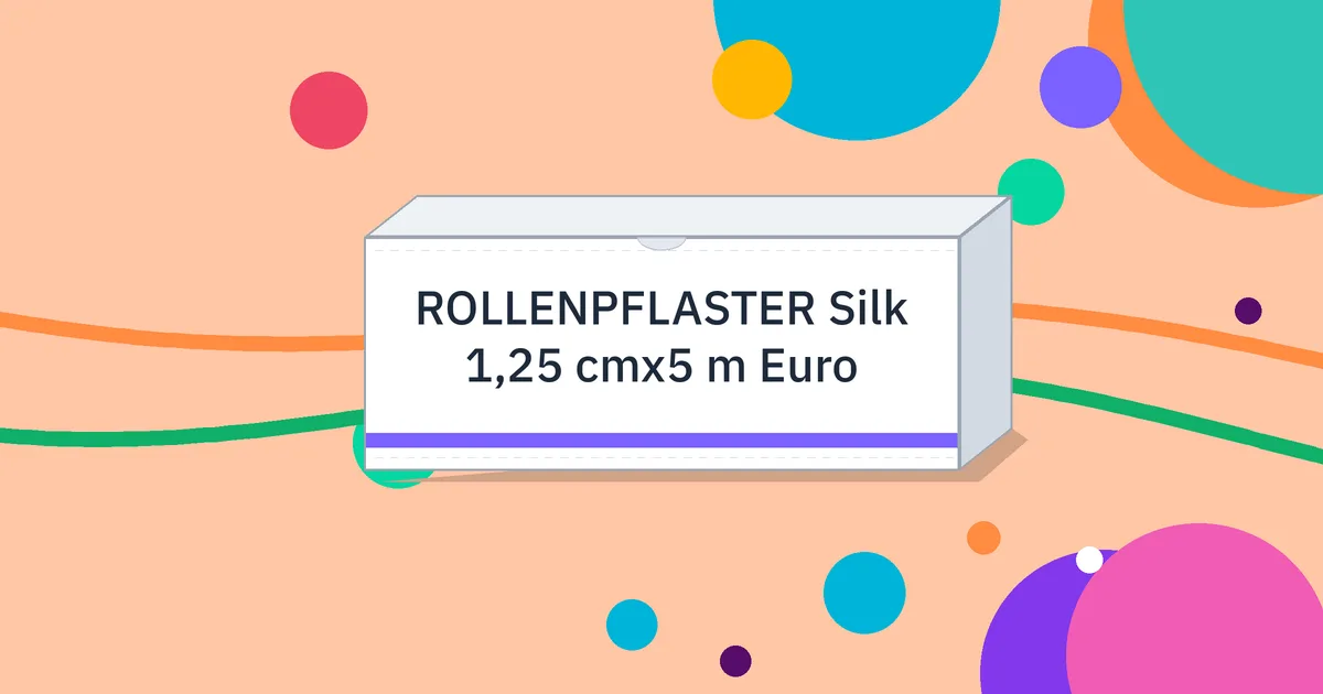 Symbolbild: Packung mit der Aufschrift ROLLENPFLASTER Silk 1,25 cmx5 m Euro (PZN 10068387) – Verfügbarkeit und Bezug in Apotheken in Frankfurt am Main