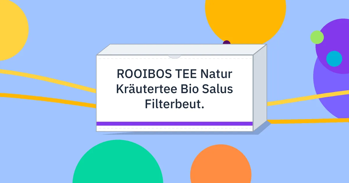 Symbolbild: Packung mit der Aufschrift ROOIBOS TEE Natur Kräutertee Bio Salus Filterbeut. (PZN 02849917) – Verfügbarkeit und Bezug in Apotheken in Frankfurt am Main