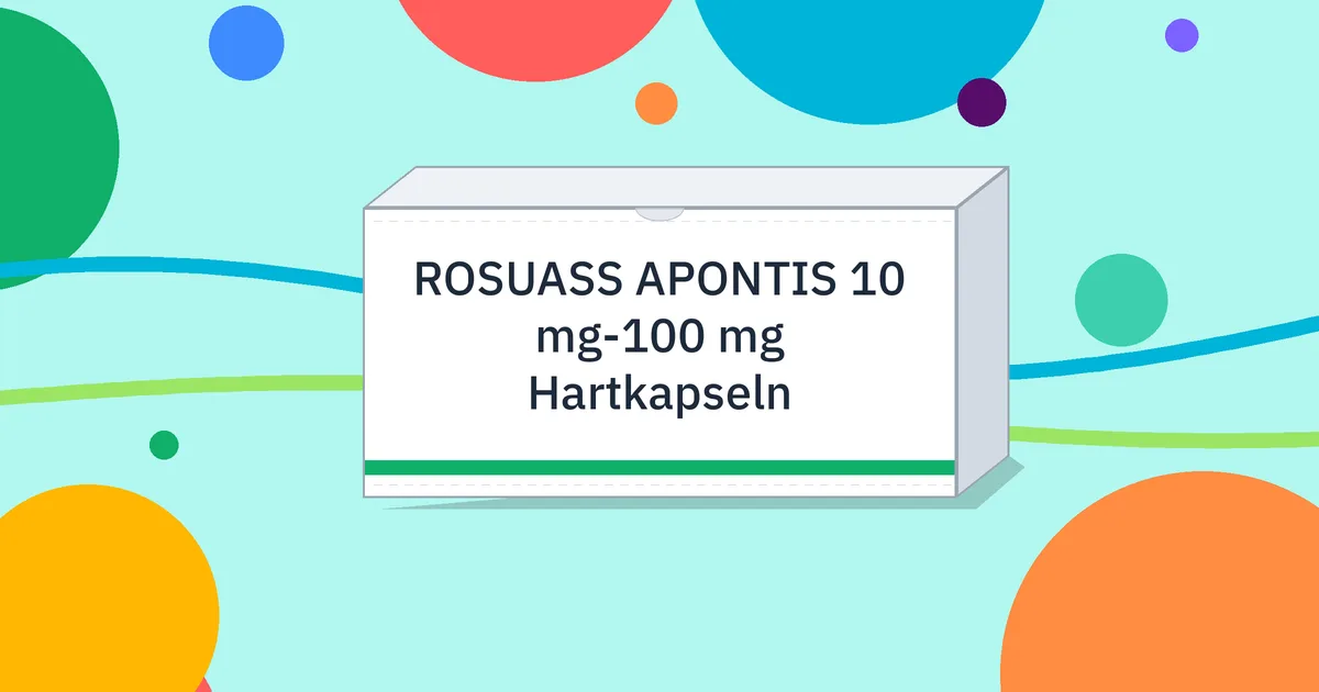 Symbolbild: Packung mit der Aufschrift ROSUASS APONTIS 10 mg-100 mg Hartkapseln (PZN 17841666) – Verfügbarkeit und Bezug in Apotheken in Frankfurt am Main