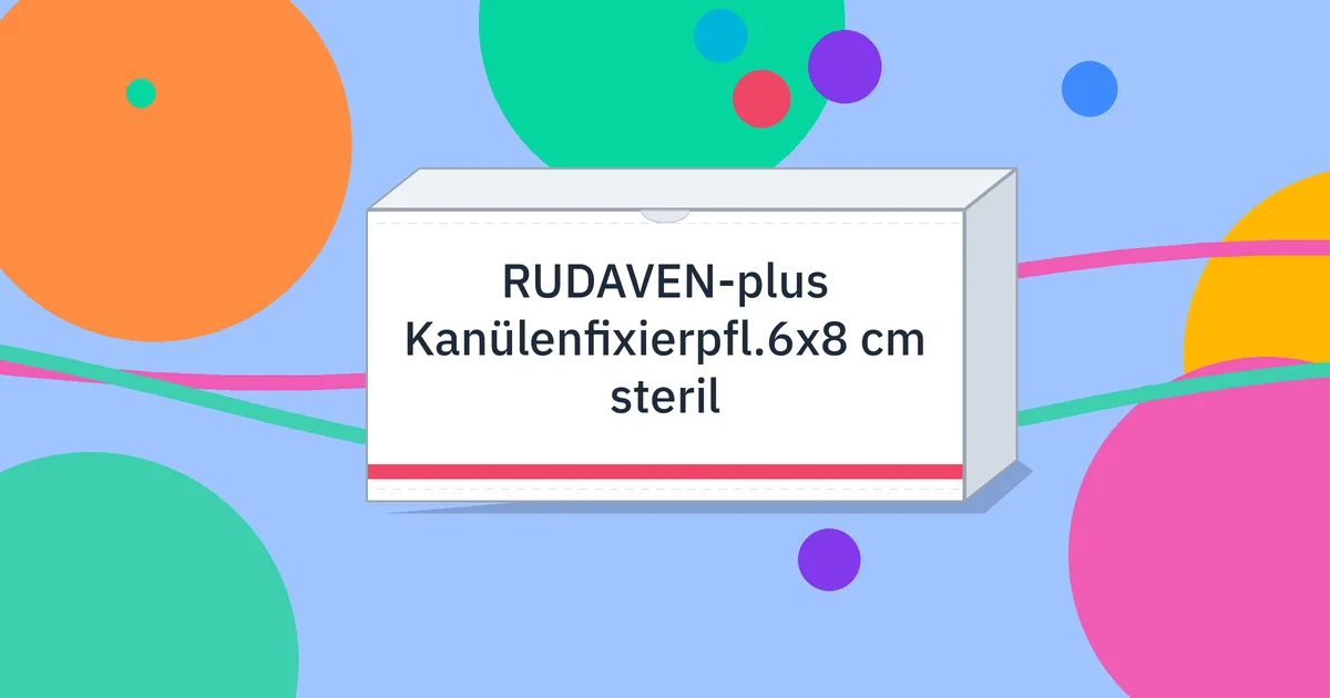 Symbolbild: Packung mit der Aufschrift RUDAVEN-plus Kanülenfixierpfl.6x8 cm steril (PZN 00031414) – Verfügbarkeit und Bezug in Apotheken in Frankfurt am Main