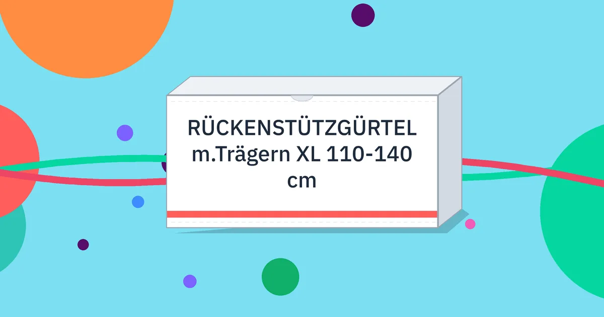 Symbolbild: Packung mit der Aufschrift RÜCKENSTÜTZGÜRTEL m.Trägern XL 110-140 cm (PZN 09063433) – Verfügbarkeit und Bezug in Apotheken in Frankfurt am Main