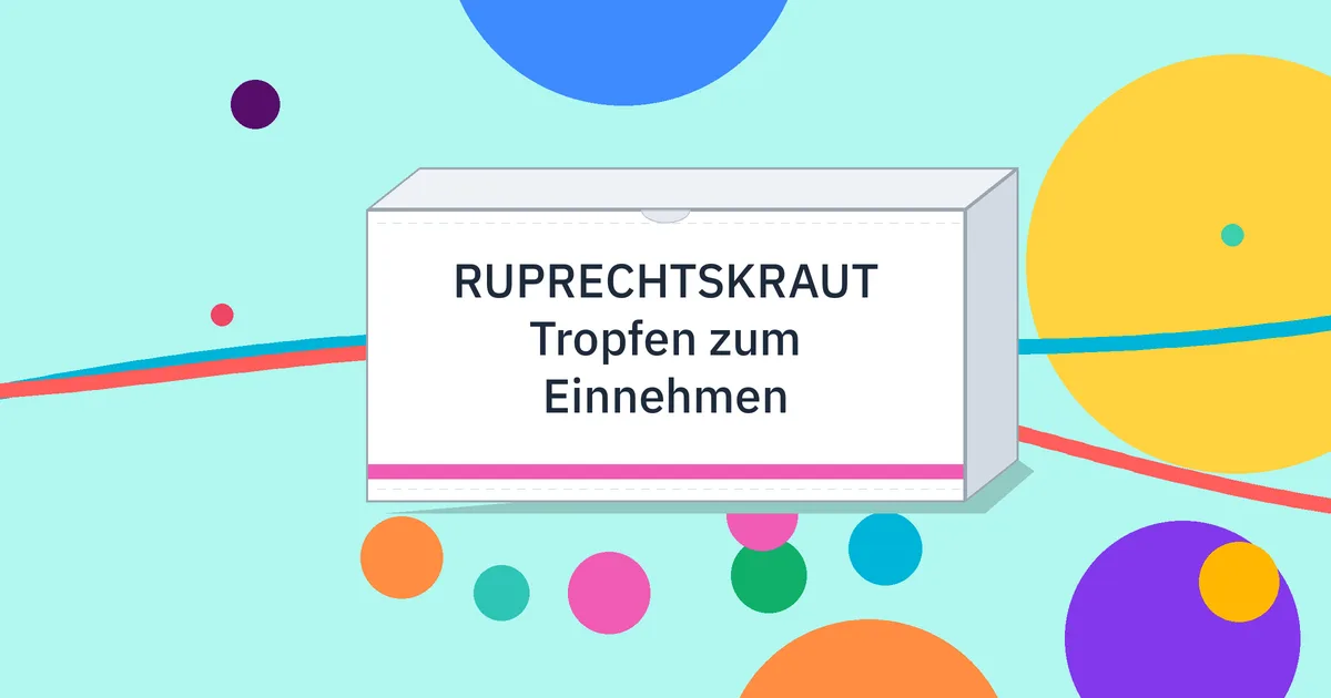 Symbolbild: Packung mit der Aufschrift RUPRECHTSKRAUT Tropfen zum Einnehmen (PZN 11602469) – Verfügbarkeit und Bezug in Apotheken in Frankfurt am Main
