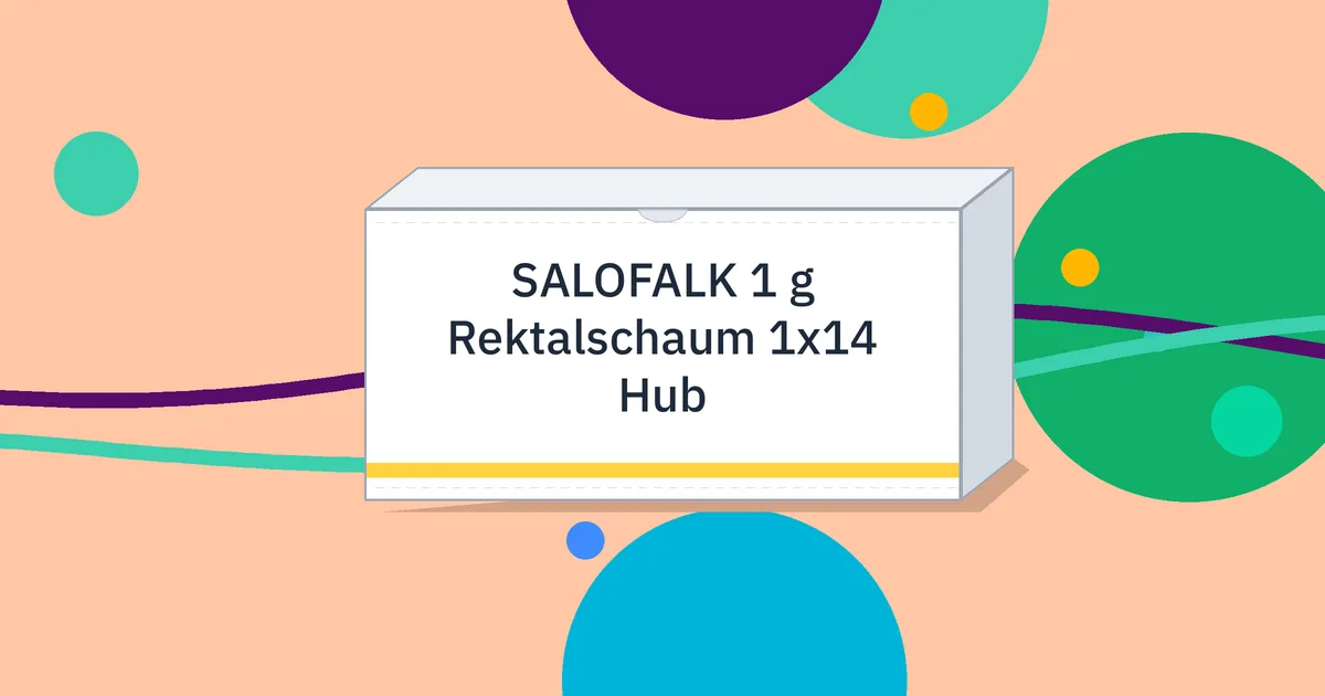Symbolbild: Packung mit der Aufschrift SALOFALK 1 g Rektalschaum 1x14 Hub (PZN 06766370) – Verfügbarkeit und Bezug in Apotheken in Frankfurt am Main