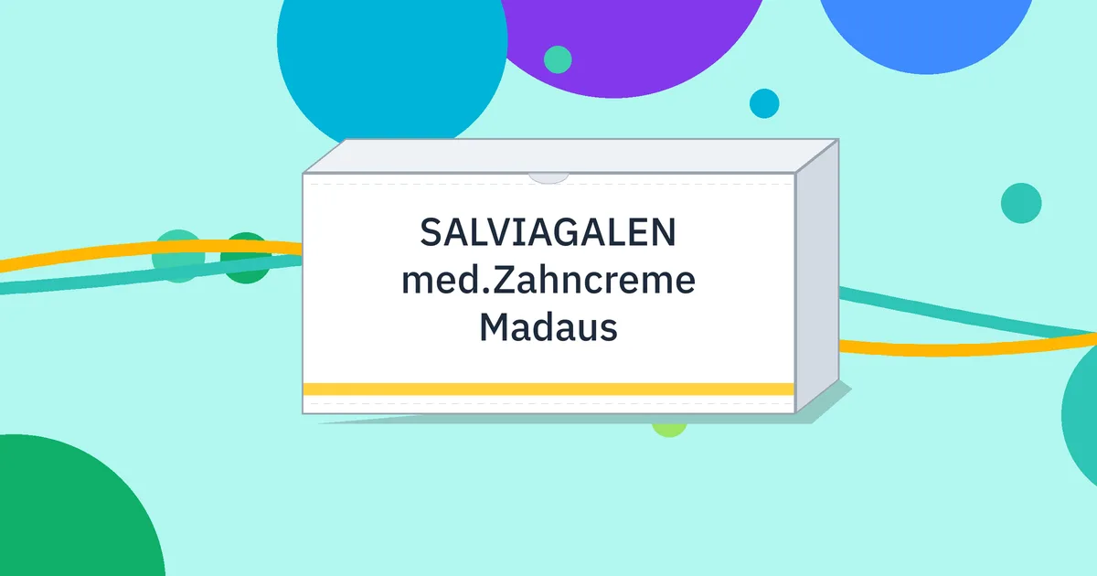 Symbolbild: Packung mit der Aufschrift SALVIAGALEN med.Zahncreme Madaus (PZN 11551826) – Verfügbarkeit und Bezug in Apotheken in Frankfurt am Main