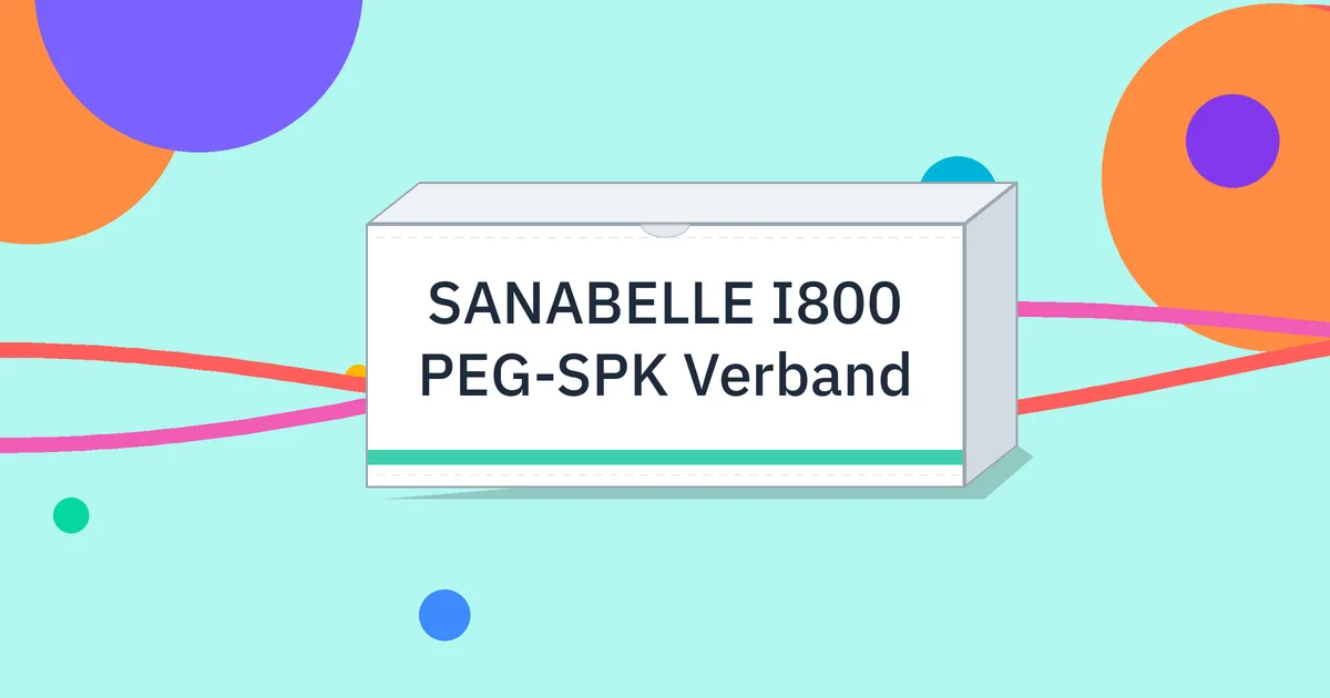 Symbolbild: Packung mit der Aufschrift SANABELLE I800 PEG-SPK Verband (PZN 11585943) – Verfügbarkeit und Bezug in Apotheken in Frankfurt am Main