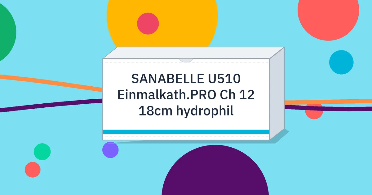 Symbolbild: Packung mit der Aufschrift SANABELLE U510 Einmalkath.PRO Ch 12 18cm hydrophil (PZN 15269759) – Verfügbarkeit und Bezug in Apotheken in Frankfurt am Main