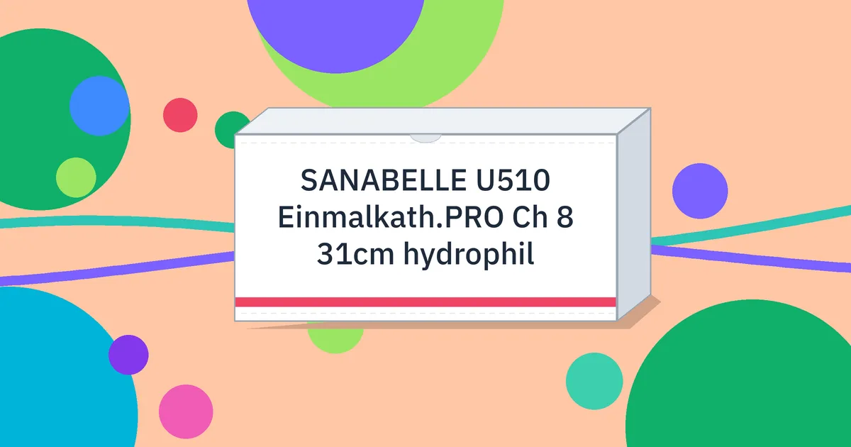 Symbolbild: Packung mit der Aufschrift SANABELLE U510 Einmalkath.PRO Ch 8 31cm hydrophil (PZN 15269481) – Verfügbarkeit und Bezug in Apotheken in Frankfurt am Main