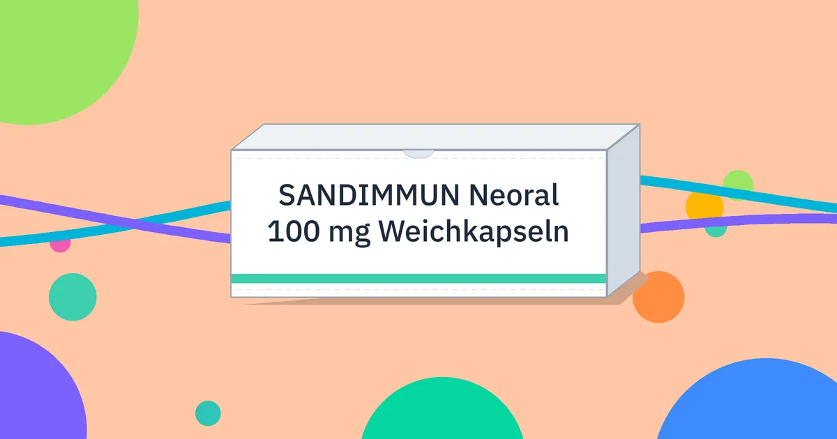 Symbolbild: Packung mit der Aufschrift SANDIMMUN Neoral 100 mg Weichkapseln (PZN 05392418) – Verfügbarkeit und Bezug in Apotheken in Frankfurt am Main