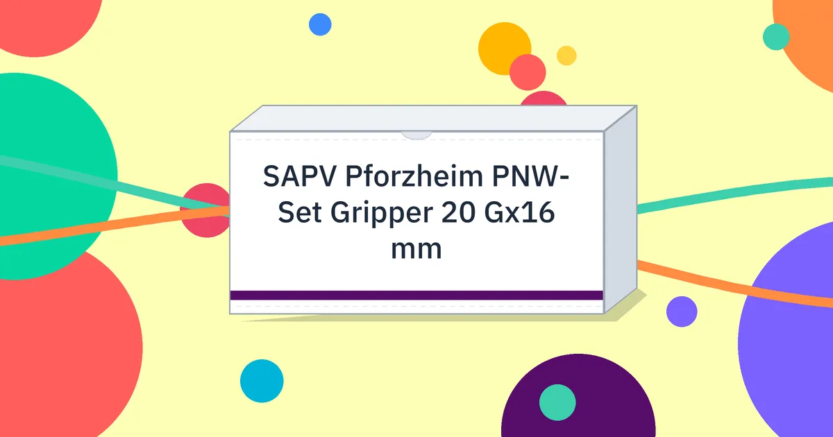 Symbolbild: Packung mit der Aufschrift SAPV Pforzheim PNW-Set Gripper 20 Gx16 mm (PZN 12569722) – Verfügbarkeit und Bezug in Apotheken in Frankfurt am Main