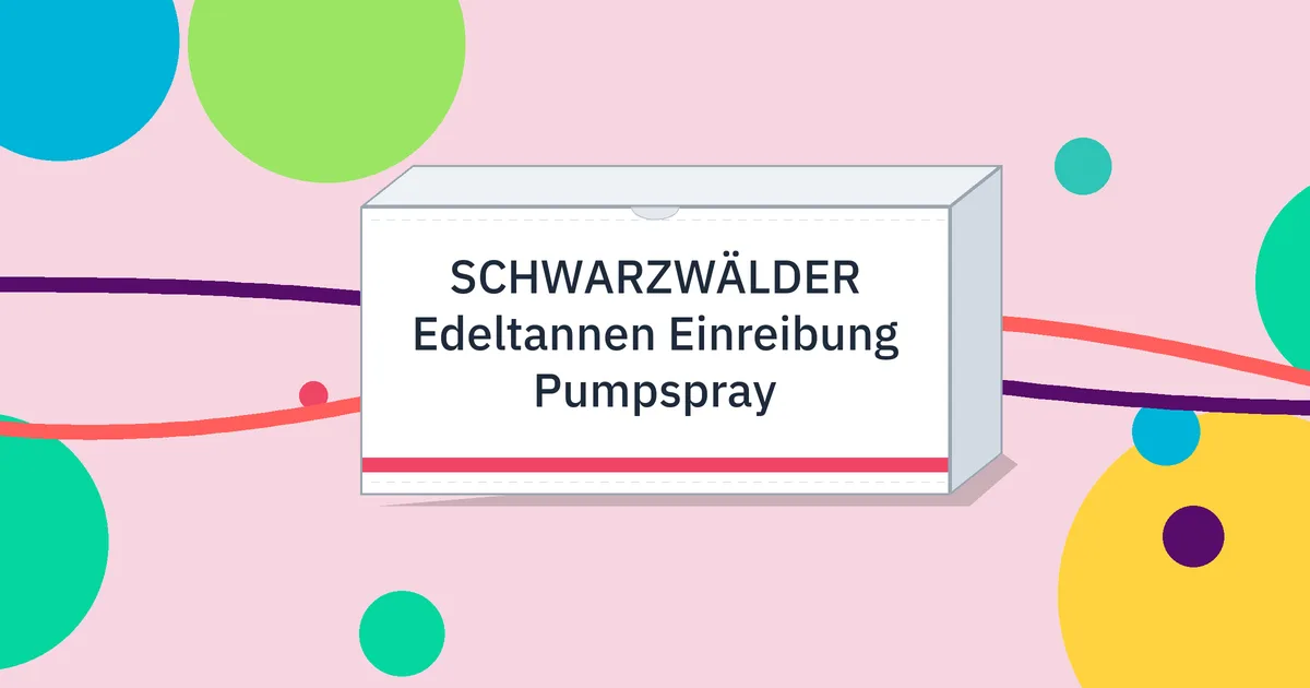 Symbolbild: Packung mit der Aufschrift SCHWARZWÄLDER Edeltannen Einreibung Pumpspray (PZN 16233605) – Verfügbarkeit und Bezug in Apotheken in Frankfurt am Main