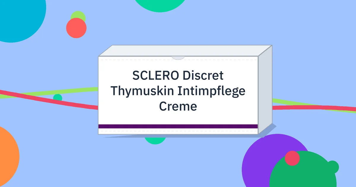 Symbolbild: Packung mit der Aufschrift SCLERO Discret Thymuskin Intimpflege Creme (PZN 03842627) – Verfügbarkeit und Bezug in Apotheken in Frankfurt am Main