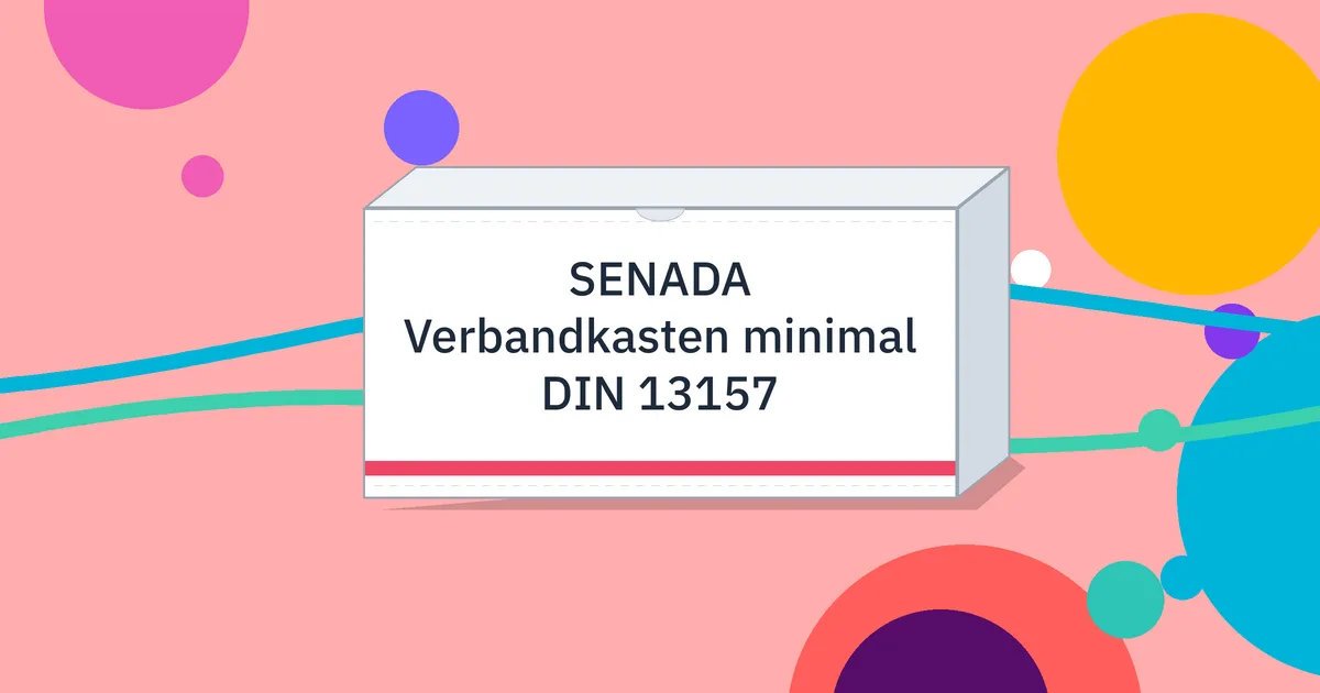 Symbolbild: Packung mit der Aufschrift SENADA Verbandkasten minimal DIN 13157 (PZN 04637846) – Verfügbarkeit und Bezug in Apotheken in Frankfurt am Main