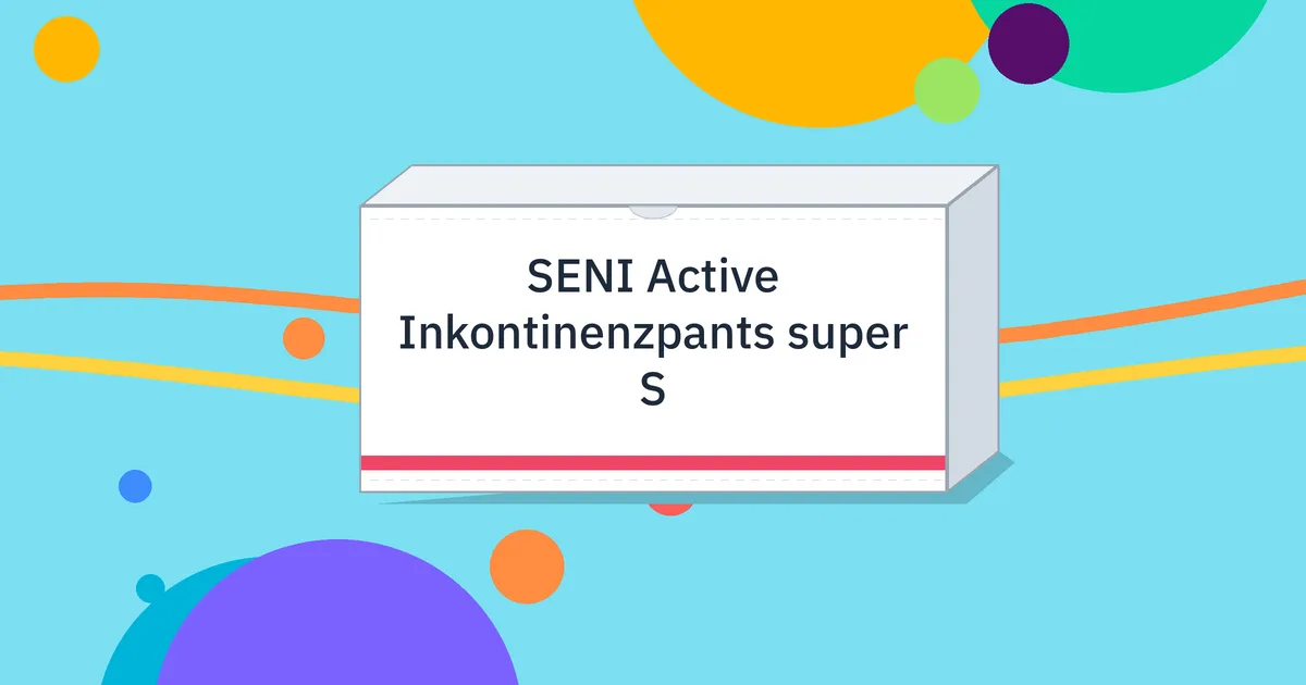 Symbolbild: Packung mit der Aufschrift SENI Active Inkontinenzpants super S (PZN 13475791) – Verfügbarkeit und Bezug in Apotheken in Frankfurt am Main