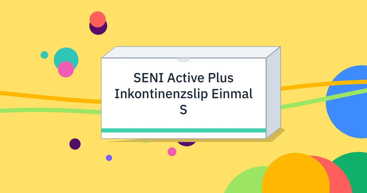 Symbolbild: Packung mit der Aufschrift SENI Active Plus Inkontinenzslip Einmal S (PZN 18025199) – Verfügbarkeit und Bezug in Apotheken in Frankfurt am Main