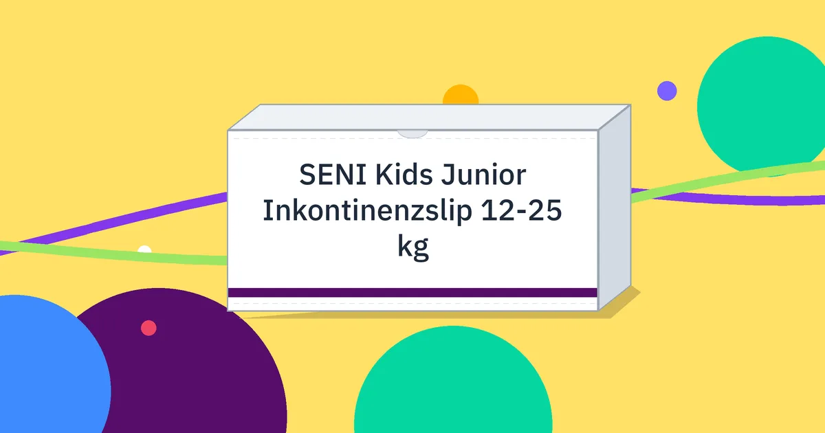 Symbolbild: Packung mit der Aufschrift SENI Kids Junior Inkontinenzslip 12-25 kg (PZN 09532589) – Verfügbarkeit und Bezug in Apotheken in Frankfurt am Main