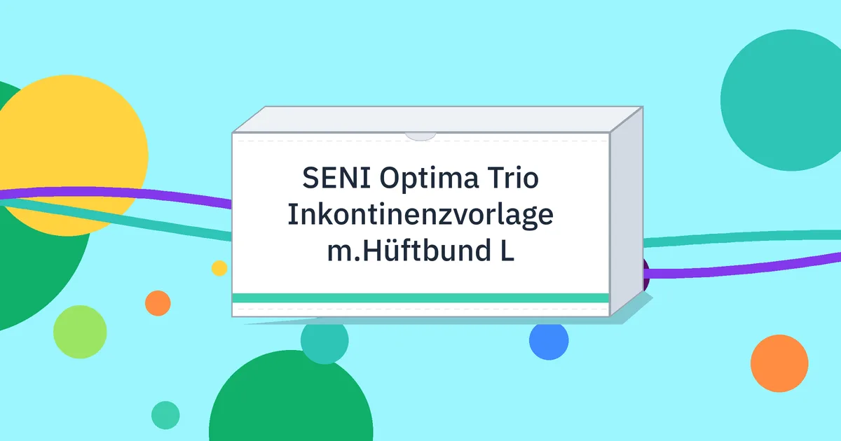 Symbolbild: Packung mit der Aufschrift SENI Optima Trio Inkontinenzvorlage m.Hüftbund L (PZN 01691443) – Verfügbarkeit und Bezug in Apotheken in Frankfurt am Main
