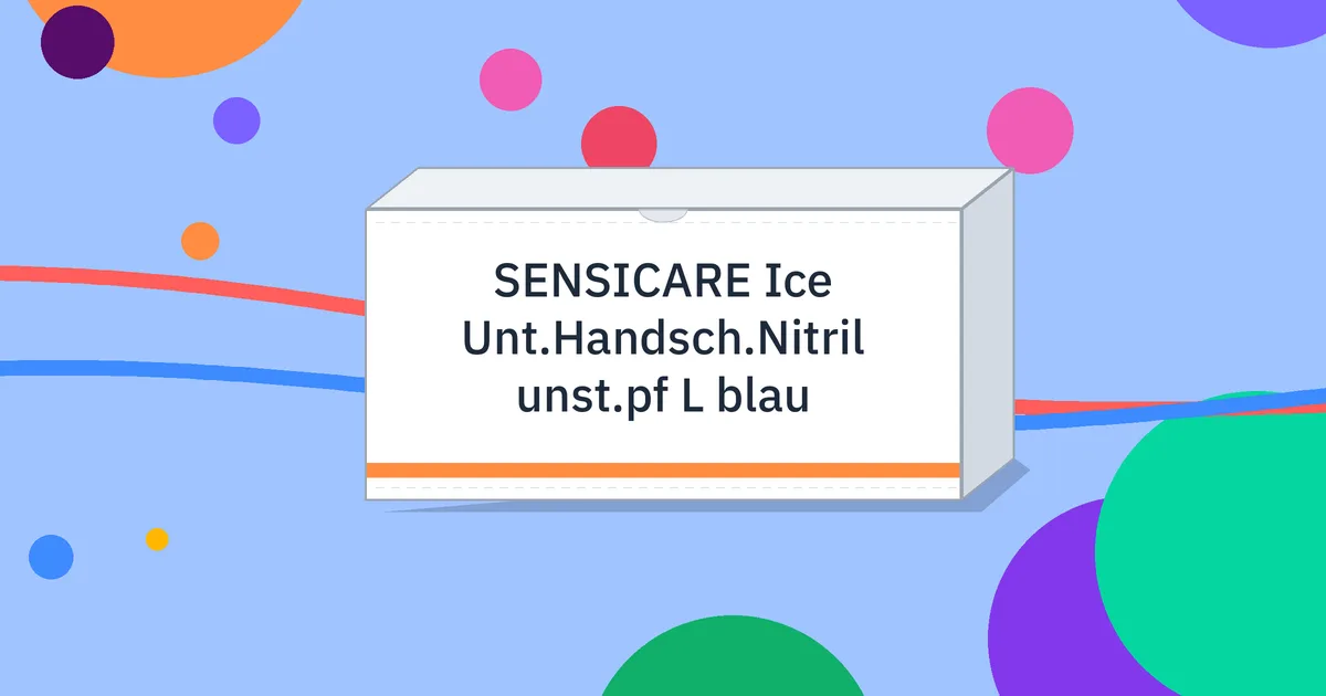 Symbolbild: Packung mit der Aufschrift SENSICARE Ice Unt.Handsch.Nitril unst.pf L blau (PZN 01550292) – Verfügbarkeit und Bezug in Apotheken in Frankfurt am Main