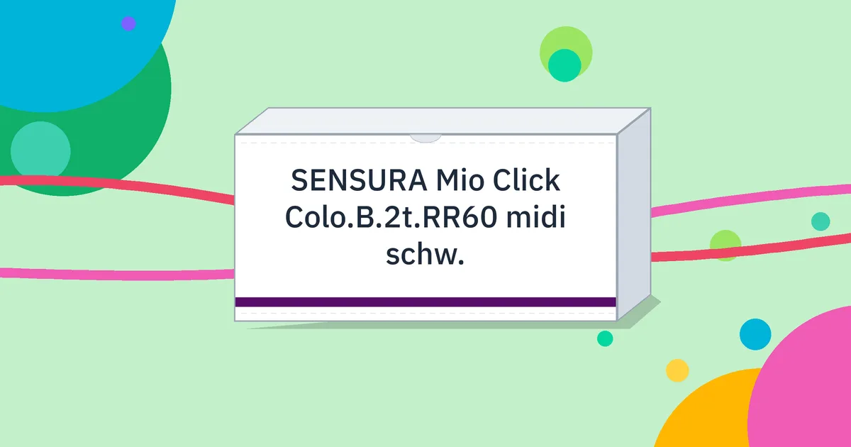 Symbolbild: Packung mit der Aufschrift SENSURA Mio Click Colo.B.2t.RR60 midi schw. (PZN 20323544) – Verfügbarkeit und Bezug in Apotheken in Frankfurt am Main