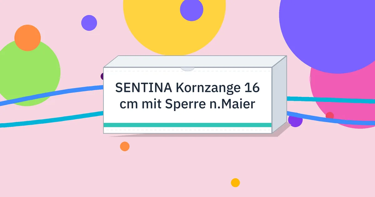 Symbolbild: Packung mit der Aufschrift SENTINA Kornzange 16 cm mit Sperre n.Maier (PZN 11588628) – Verfügbarkeit und Bezug in Apotheken in Frankfurt am Main