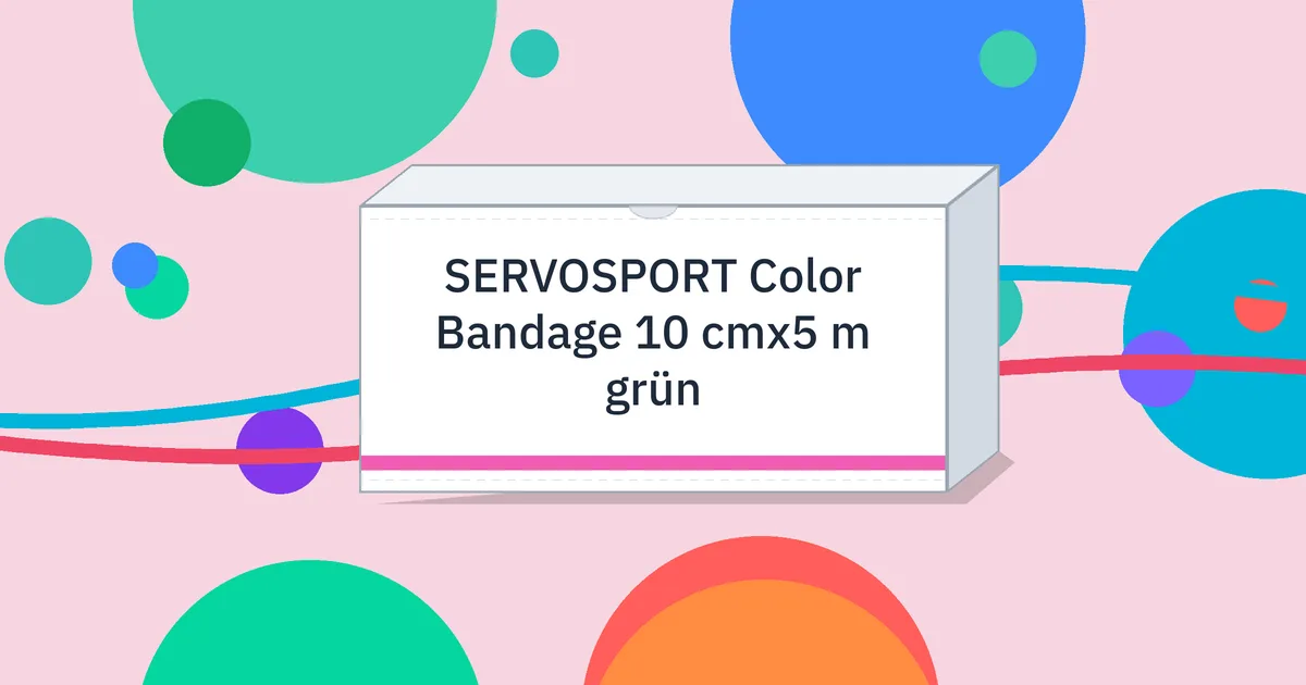 Symbolbild: Packung mit der Aufschrift SERVOSPORT Color Bandage 10 cmx5 m grün (PZN 03392733) – Verfügbarkeit und Bezug in Apotheken in Frankfurt am Main
