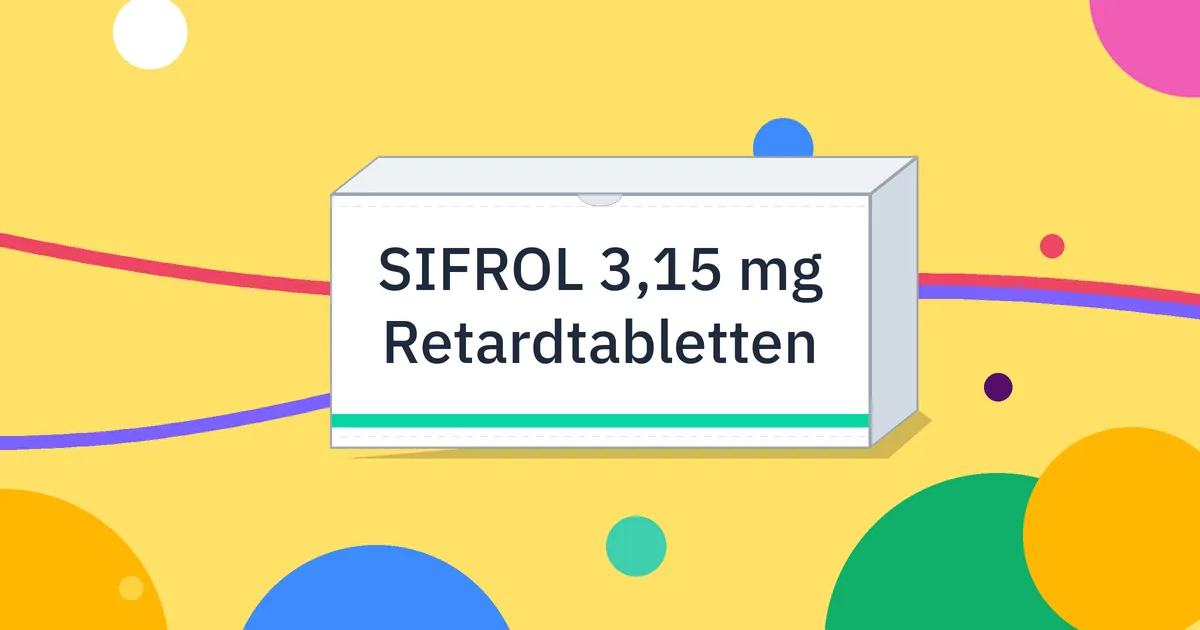 Symbolbild: Packung mit der Aufschrift SIFROL 3,15 mg Retardtabletten (PZN 00268240) – Verfügbarkeit und Bezug in Apotheken in Frankfurt am Main