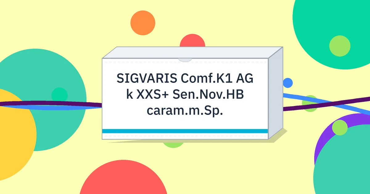 Symbolbild: Packung mit der Aufschrift SIGVARIS Comf.K1 AG k XXS+ Sen.Nov.HB caram.m.Sp. (PZN 17101834) – Verfügbarkeit und Bezug in Apotheken in Frankfurt am Main