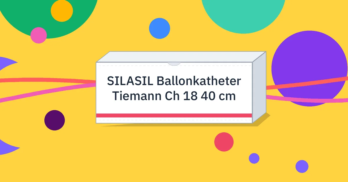 Symbolbild: Packung mit der Aufschrift SILASIL Ballonkatheter Tiemann Ch 18 40 cm (PZN 05035888) – Verfügbarkeit und Bezug in Apotheken in Frankfurt am Main