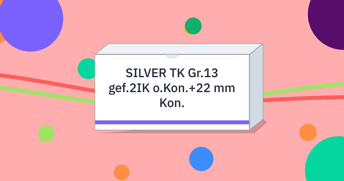 Symbolbild: Packung mit der Aufschrift SILVER TK Gr.13 gef.2IK o.Kon.+22 mm Kon. (PZN 10317442) – Verfügbarkeit und Bezug in Apotheken in Frankfurt am Main