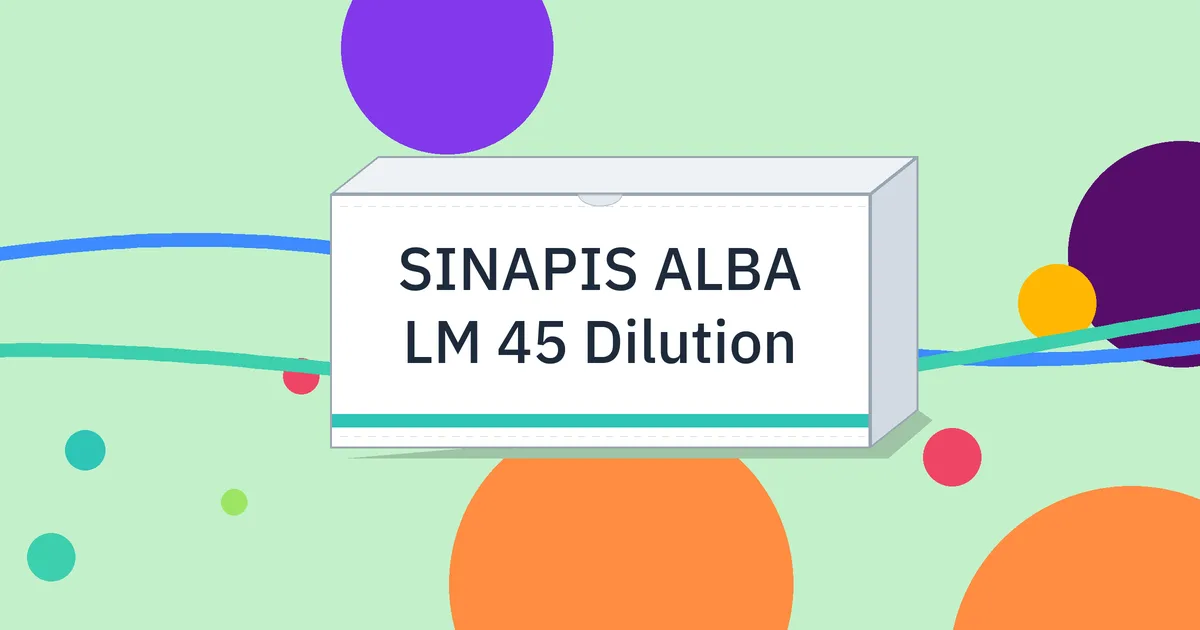 Symbolbild: Packung mit der Aufschrift SINAPIS ALBA LM 45 Dilution (PZN 13190864) – Verfügbarkeit und Bezug in Apotheken in Frankfurt am Main