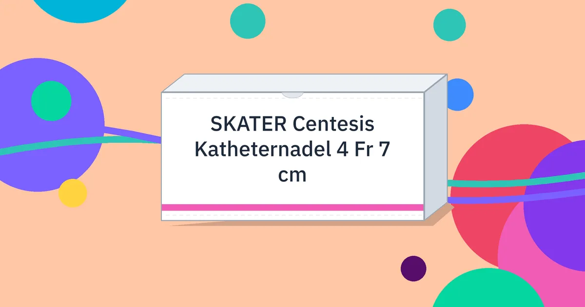 Symbolbild: Packung mit der Aufschrift SKATER Centesis Katheternadel 4 Fr 7 cm (PZN 06769523) – Verfügbarkeit und Bezug in Apotheken in Frankfurt am Main