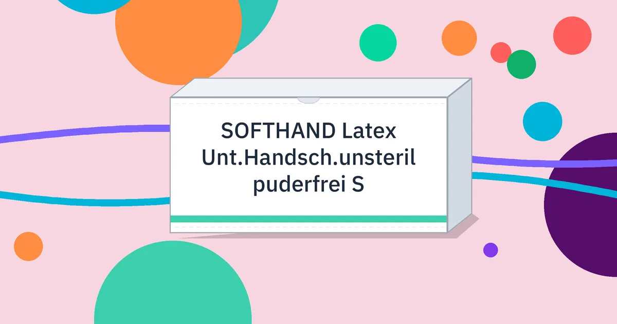 Symbolbild: Packung mit der Aufschrift SOFTHAND Latex Unt.Handsch.unsteril puderfrei S (PZN 00368740) – Verfügbarkeit und Bezug in Apotheken in Frankfurt am Main